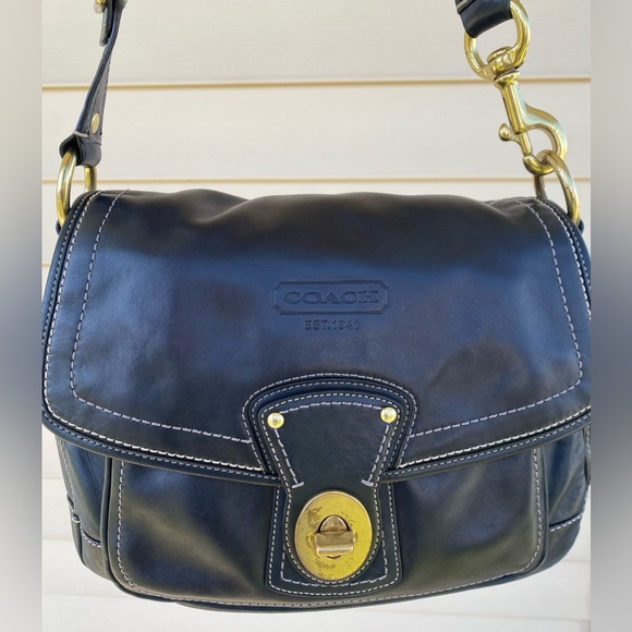 Coach | Bags | Coach Ali Legacy F2854 Black Leather Turnlock Shoulder ...